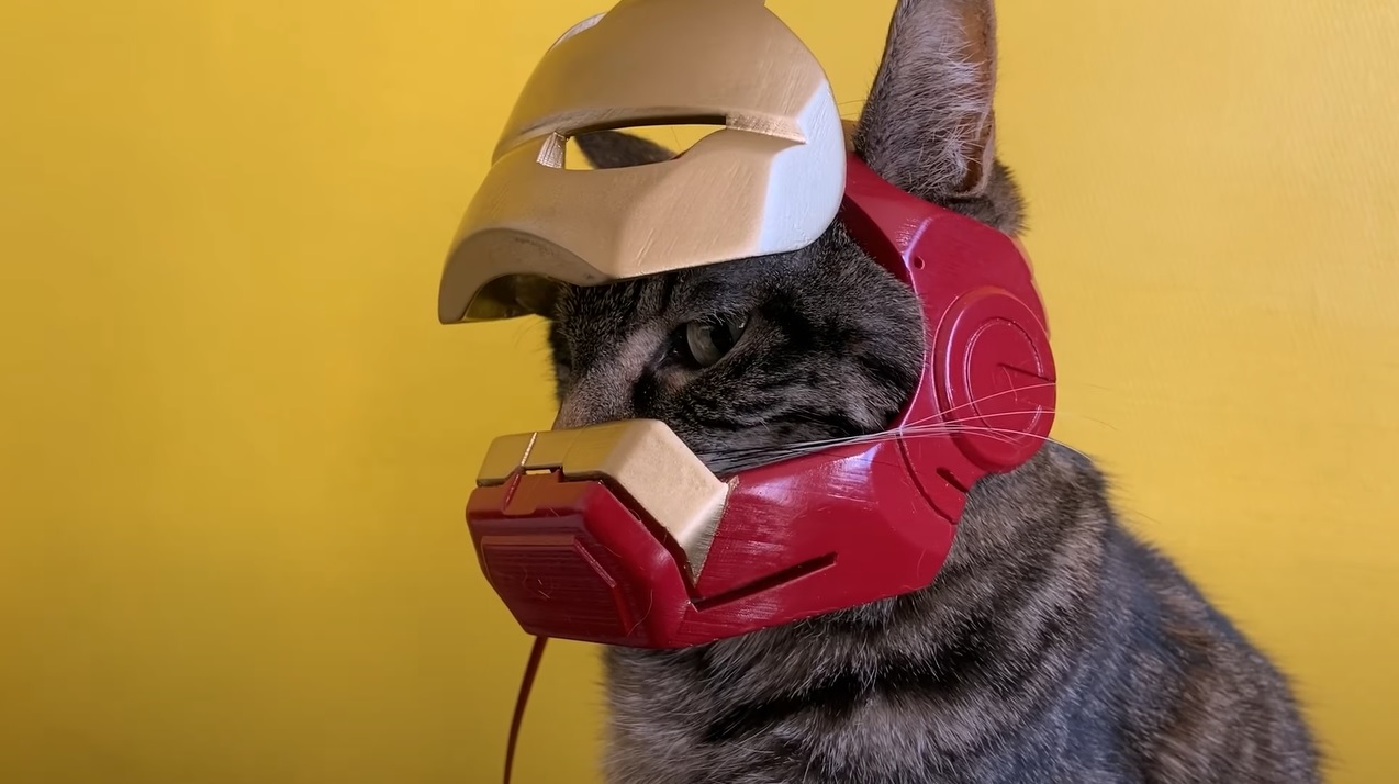 Dono Faz Capacete Articulado Do “Iron Man” Para o Seu Gato