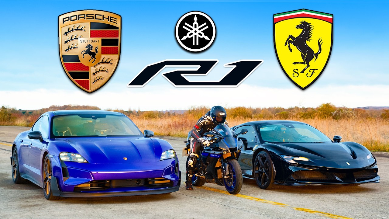 Taycan Turbo GT, Ferrari SF90 e Yamaha R1M. Um Duelo Muito “Aceso”